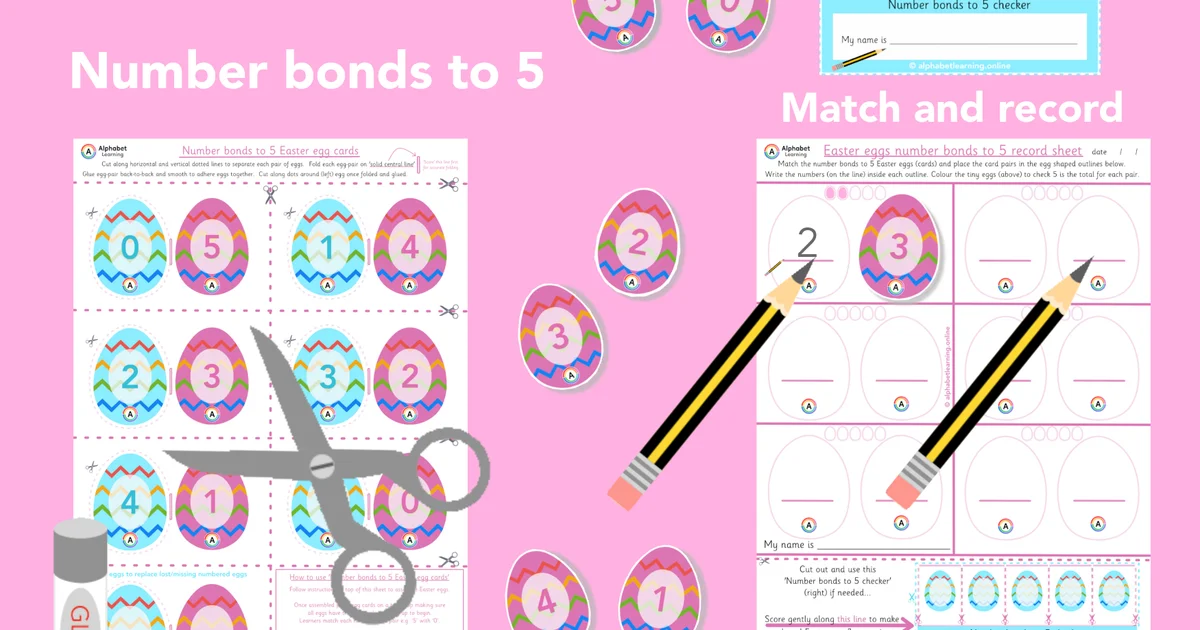Number bonds to 5 Easter Egg matching | Alphabet Learning