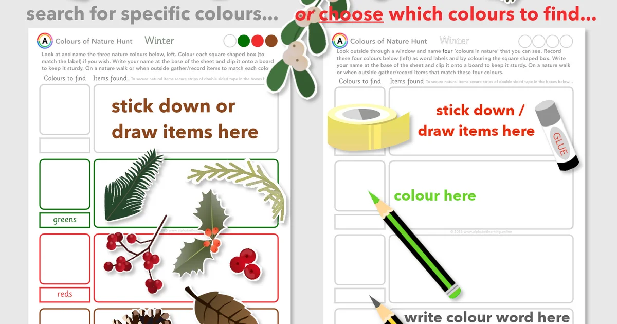 Nature Walk in Winter Colour Scavenger Hunt | EYFS & KS1 Activity ...