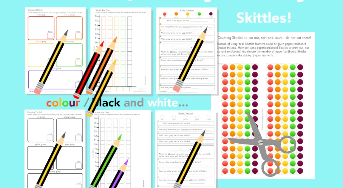 Skittles Data Handling Investigation: Count, Sort, and Create a Bar ...
