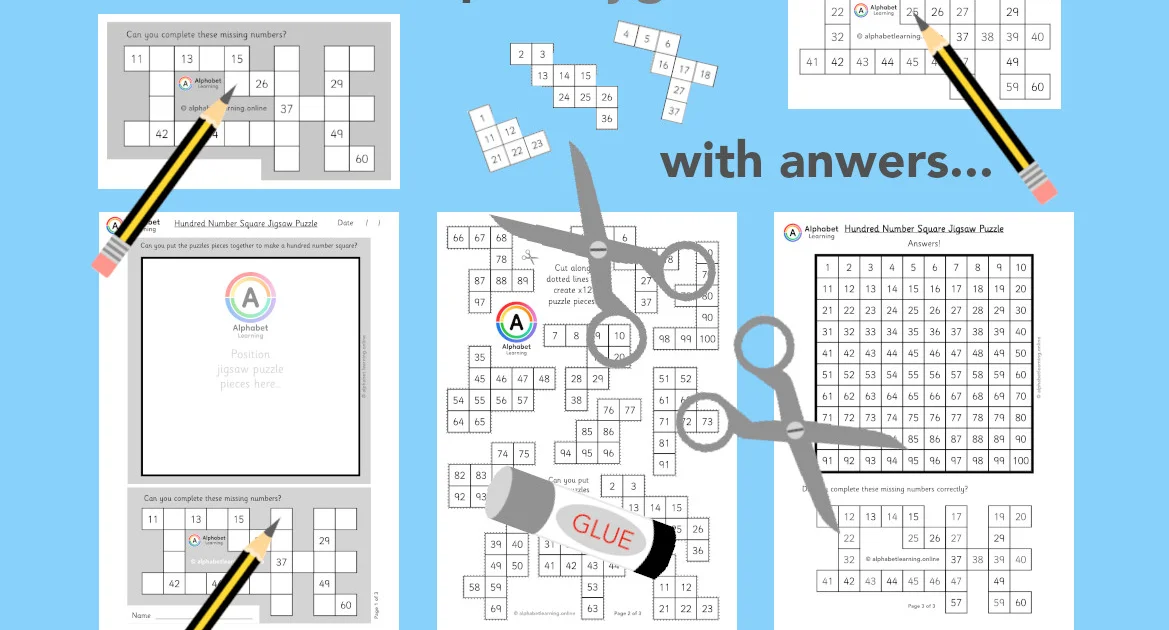Number Square (to 100) Jigsaw Puzzle Activity | Alphabet Learning