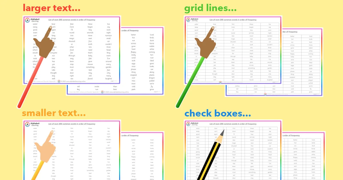 High Frequency Word Lists (Next 200) x4 versions | Alphabet Learning